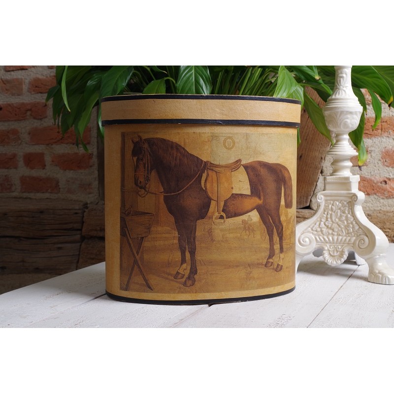 Vintage Pferde Schachtel / Pferdedose im Stil alter Hutschachteln